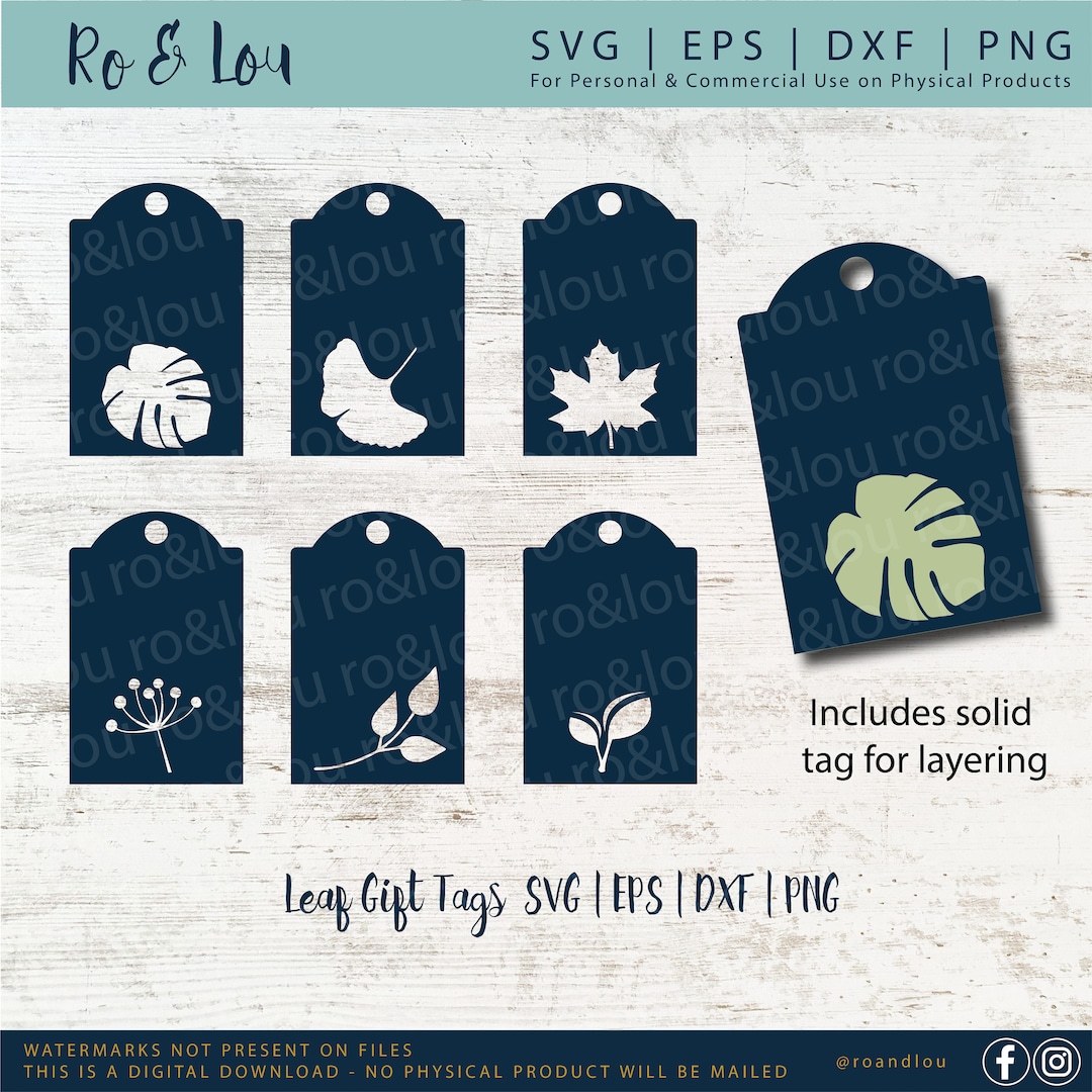 Leaf Gift Tags SVG Digital Download - Gift Tag SVG, Gardening Gift Tags ...