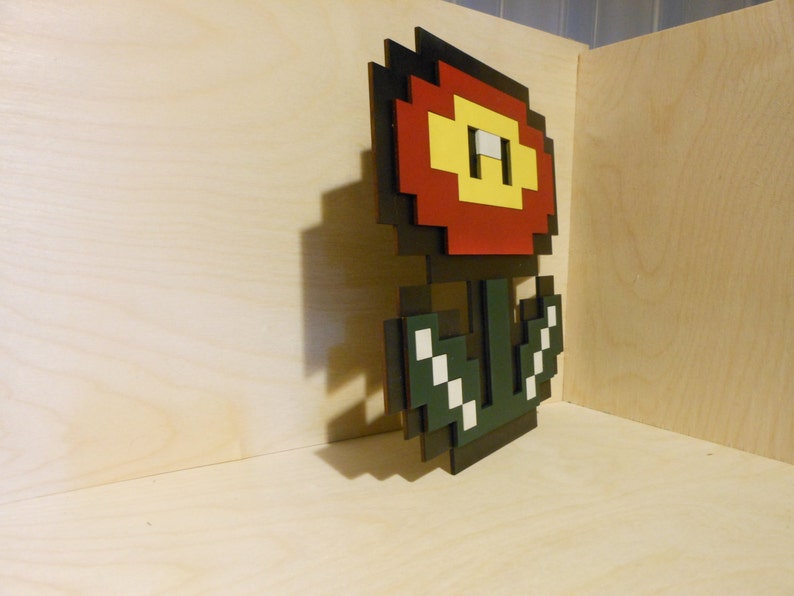 8 Bit Super Mario Fire Flower Wall Art Video Game Decor | Etsy