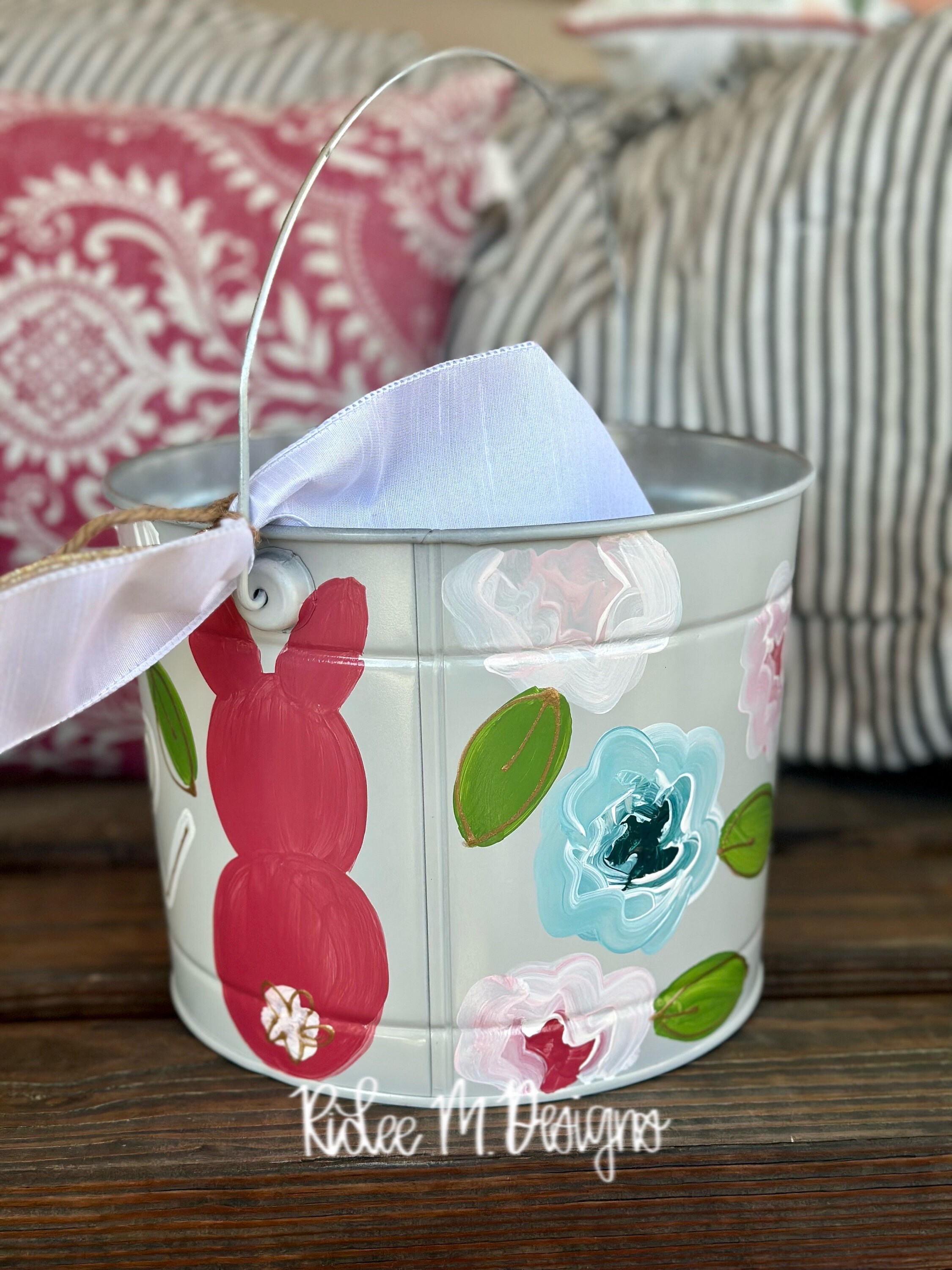 Customized Easter Bucket, Hand Painted Easter Bucket, Painted Easter ...