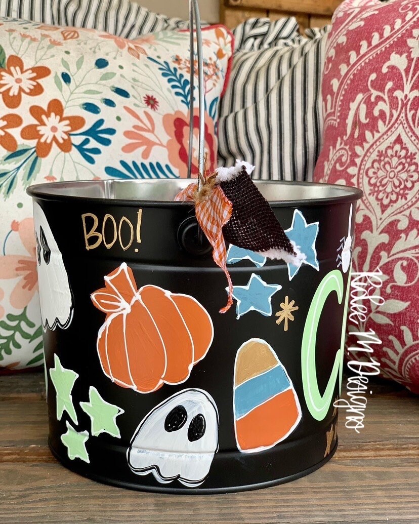 Trick or Treat Bucket Halloween Bucket Customized Bucket - Etsy