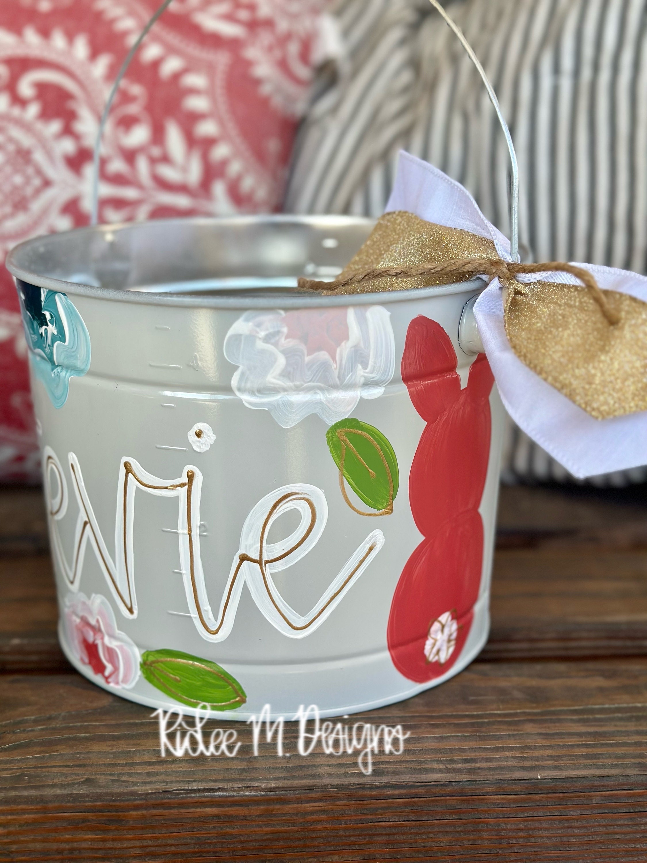 Customized Easter Bucket, Hand Painted Easter Bucket, Painted Easter ...