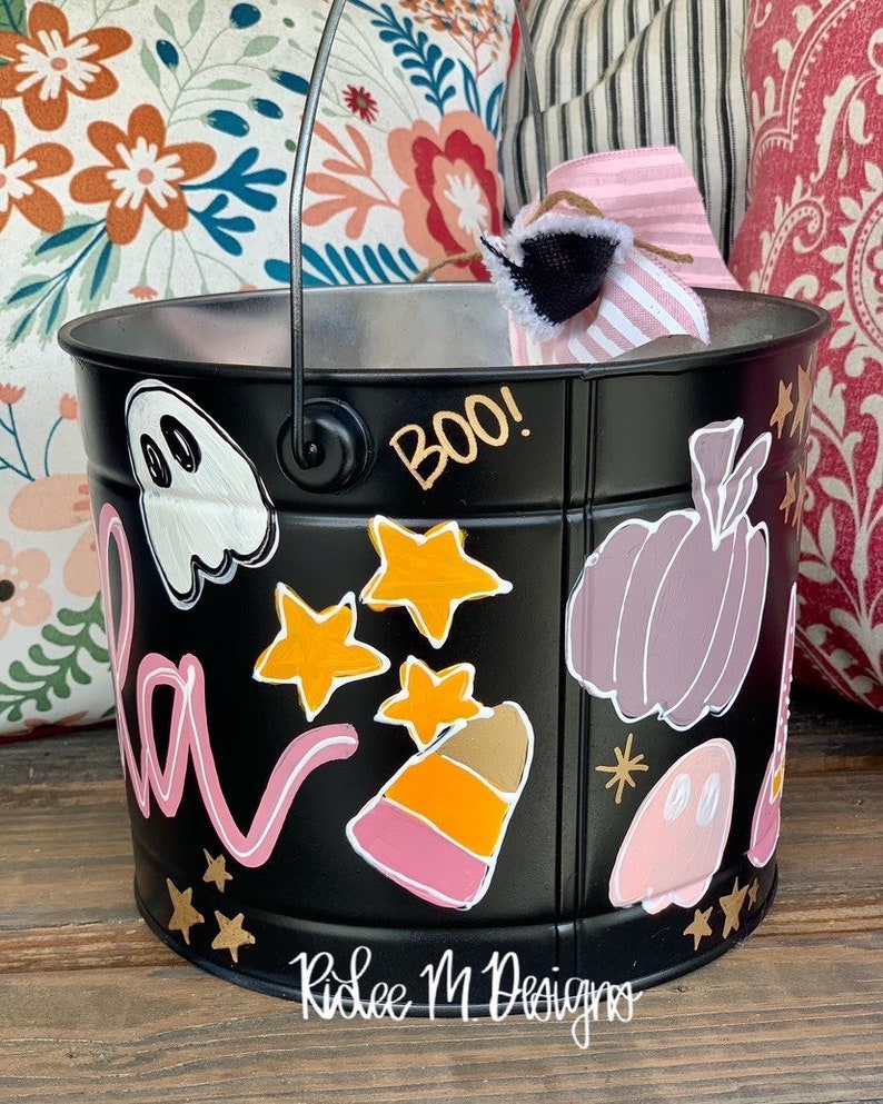 Trick or Treat Bucket Halloween Bucket Customized Bucket - Etsy