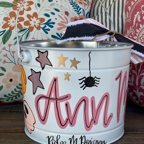 Trick or Treat Bucket Halloween Bucket Customized Bucket - Etsy