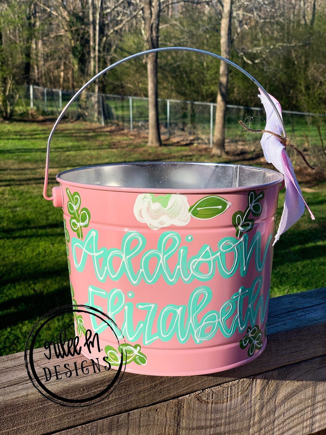 Customized Easter Bucket, Hand Painted Easter Bucket, Painted Easter ...