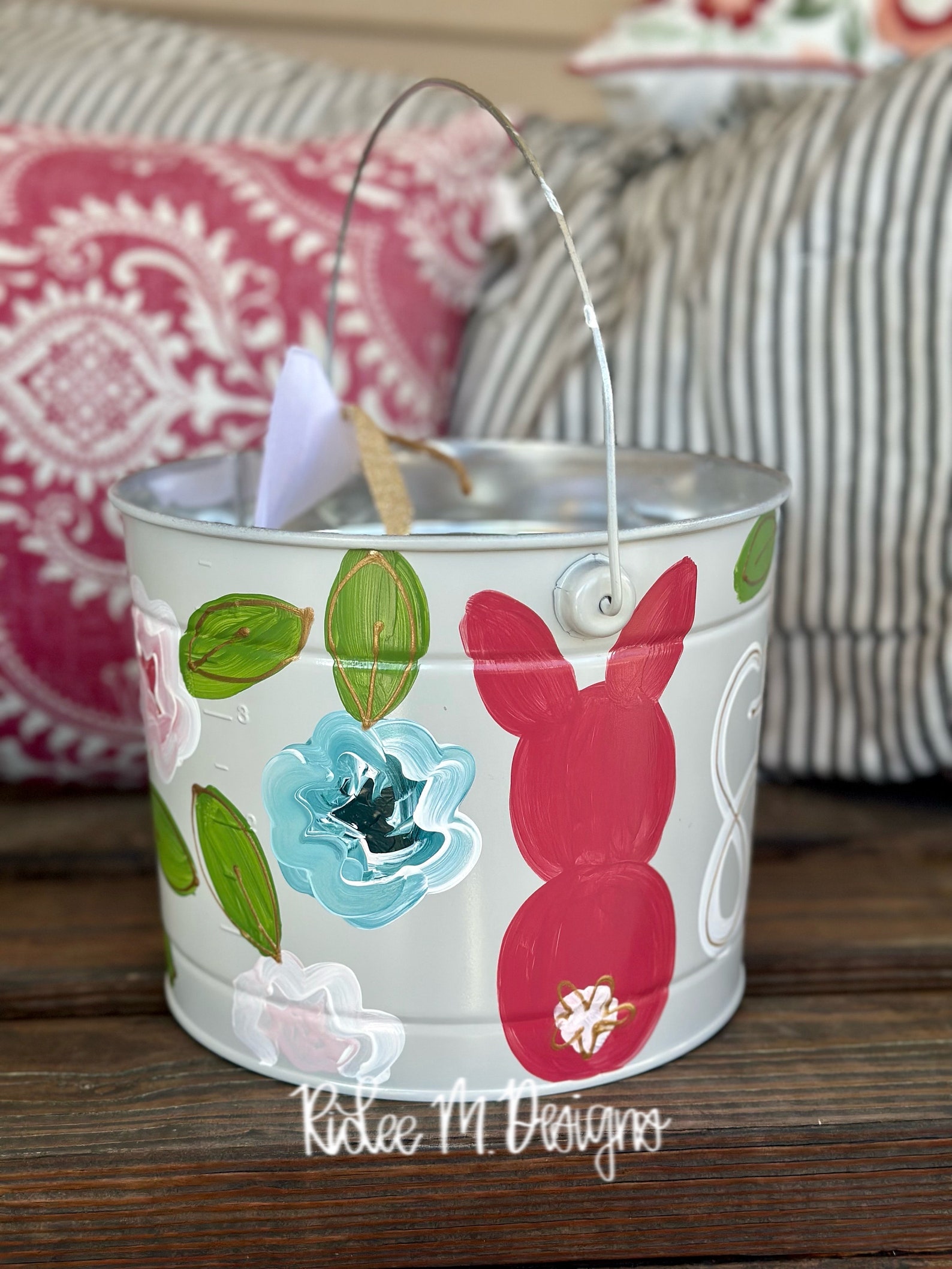 Customized Easter Bucket, Hand Painted Easter Bucket, Painted Easter ...