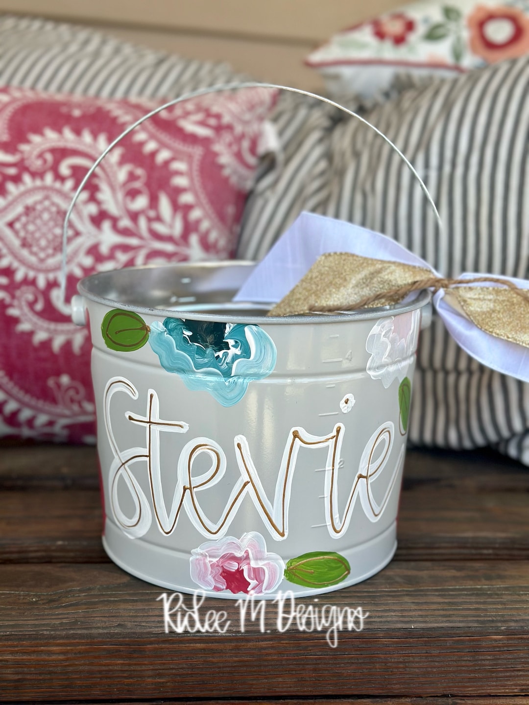 Customized Easter Bucket, Hand Painted Easter Bucket, Painted Easter ...