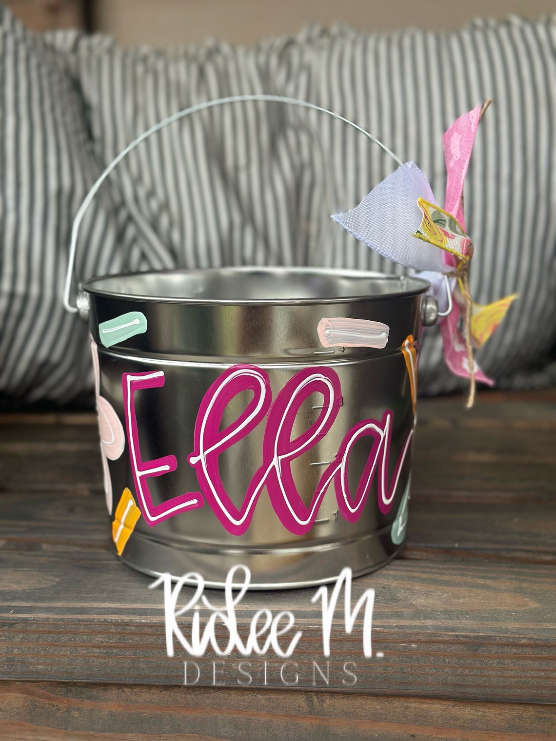 Customized Easter Bucket, Hand Painted Easter Bucket, Painted Easter ...
