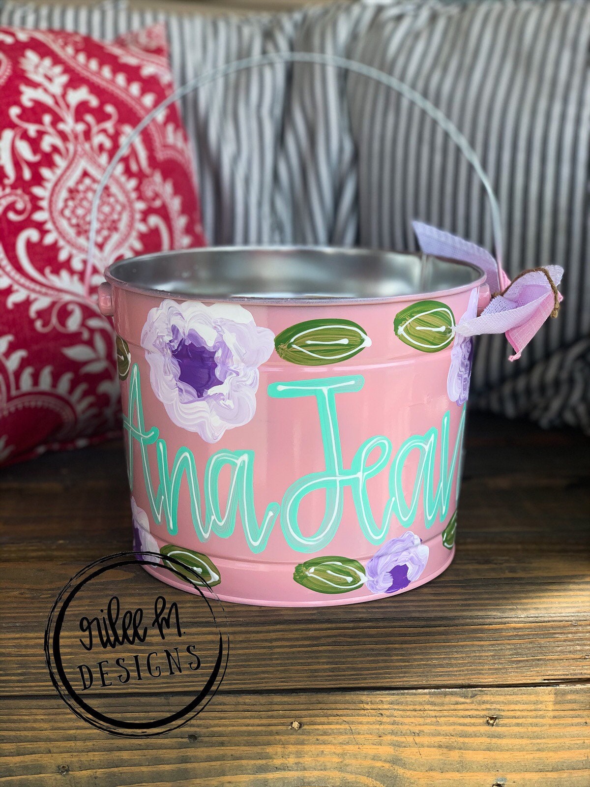 Customized Easter Bucket, Hand Painted Easter Bucket, Painted Easter ...