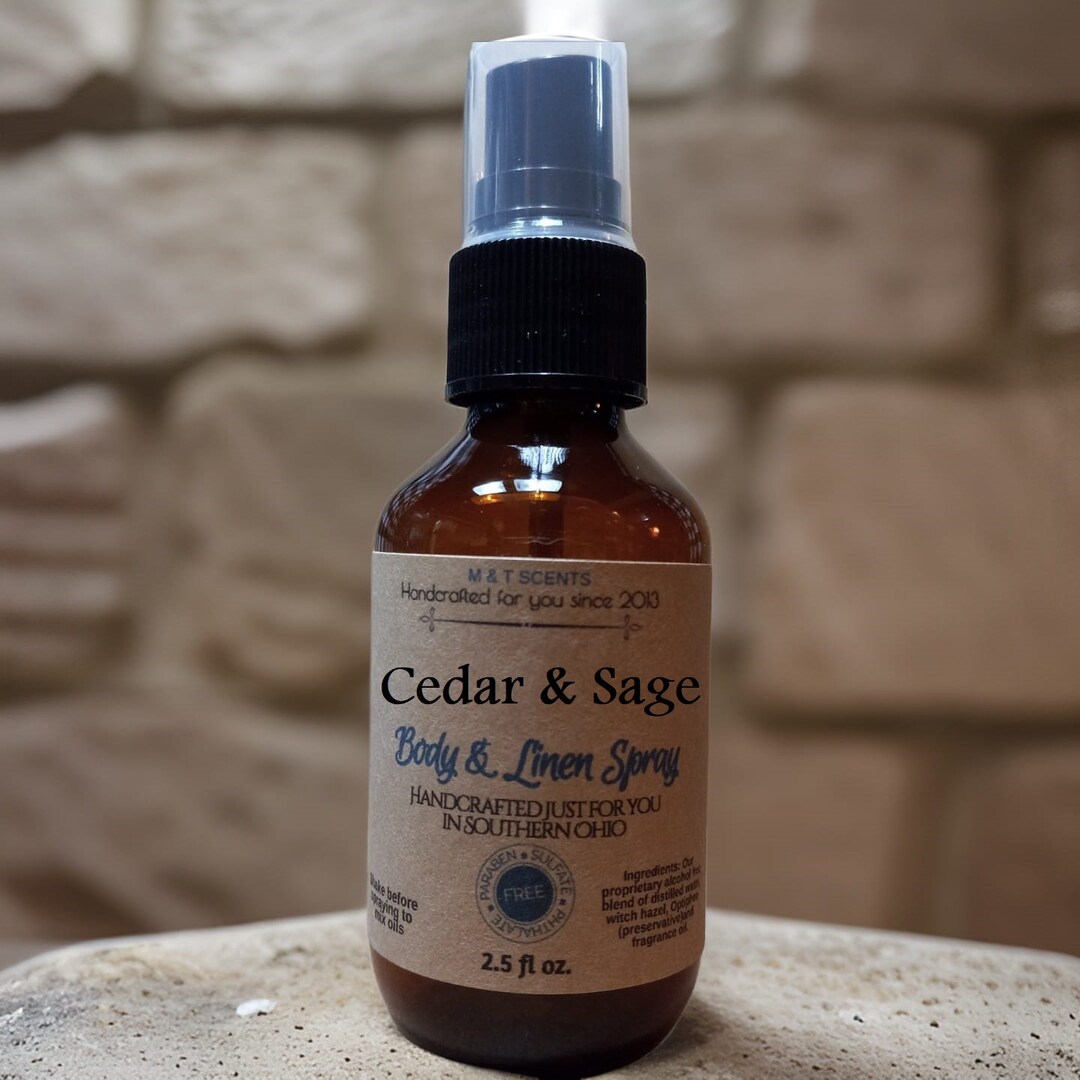 CEDAR and SAGE Scented 2.5oz Body and Linen SPRAY, Earthy Blend of ...