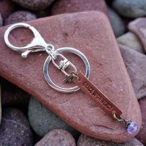 GRACE UPON MERCY leather keychain with clip | Etsy