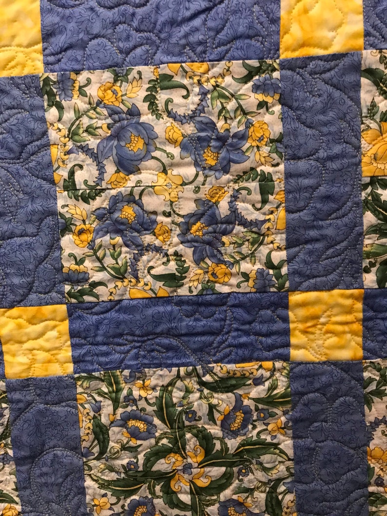 Blue and Yellow Quilt - Etsy