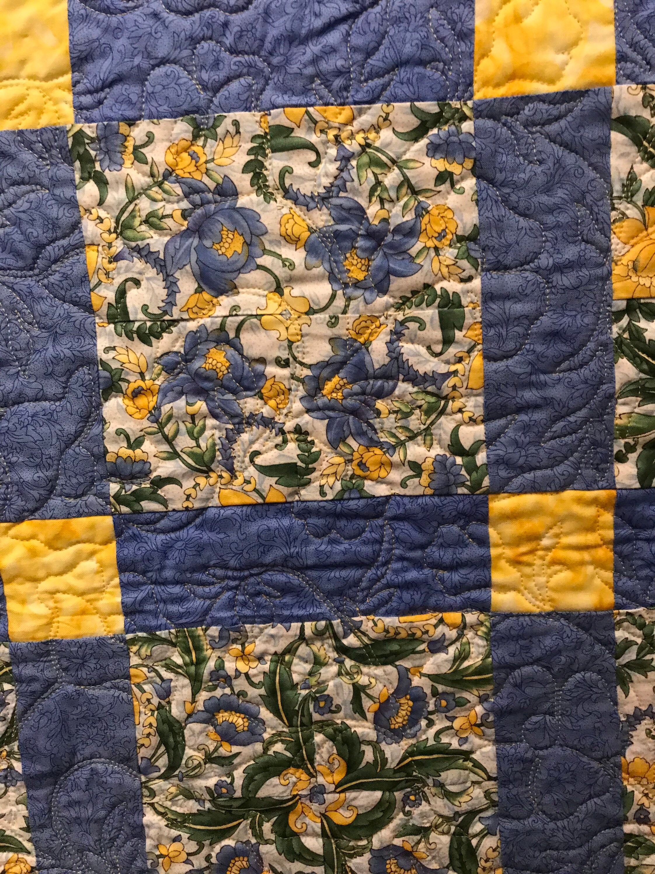 Blue and Yellow Quilt - Etsy