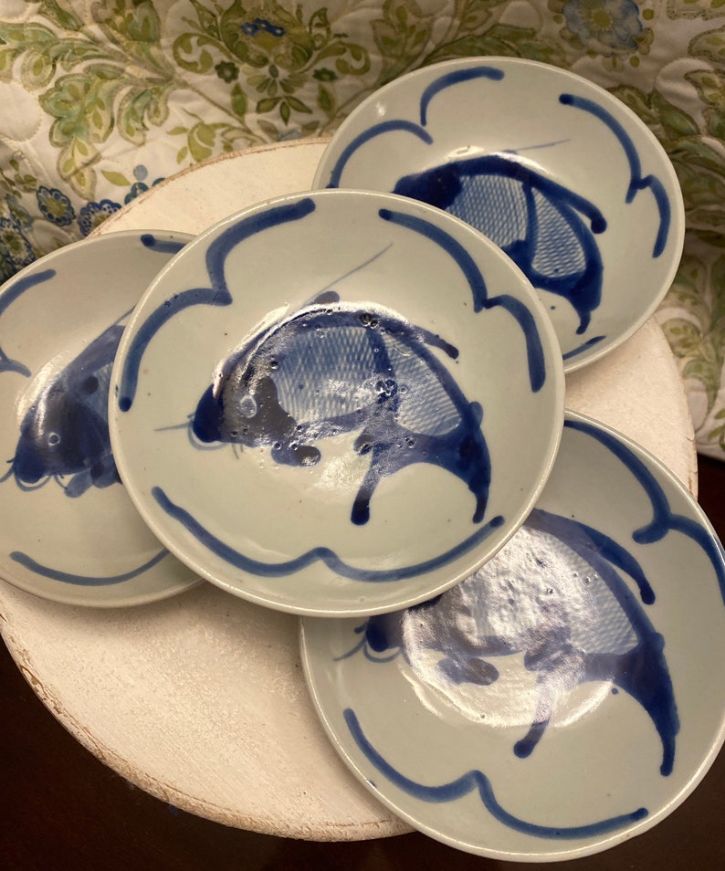 Four Vintage Fish Plates - Etsy