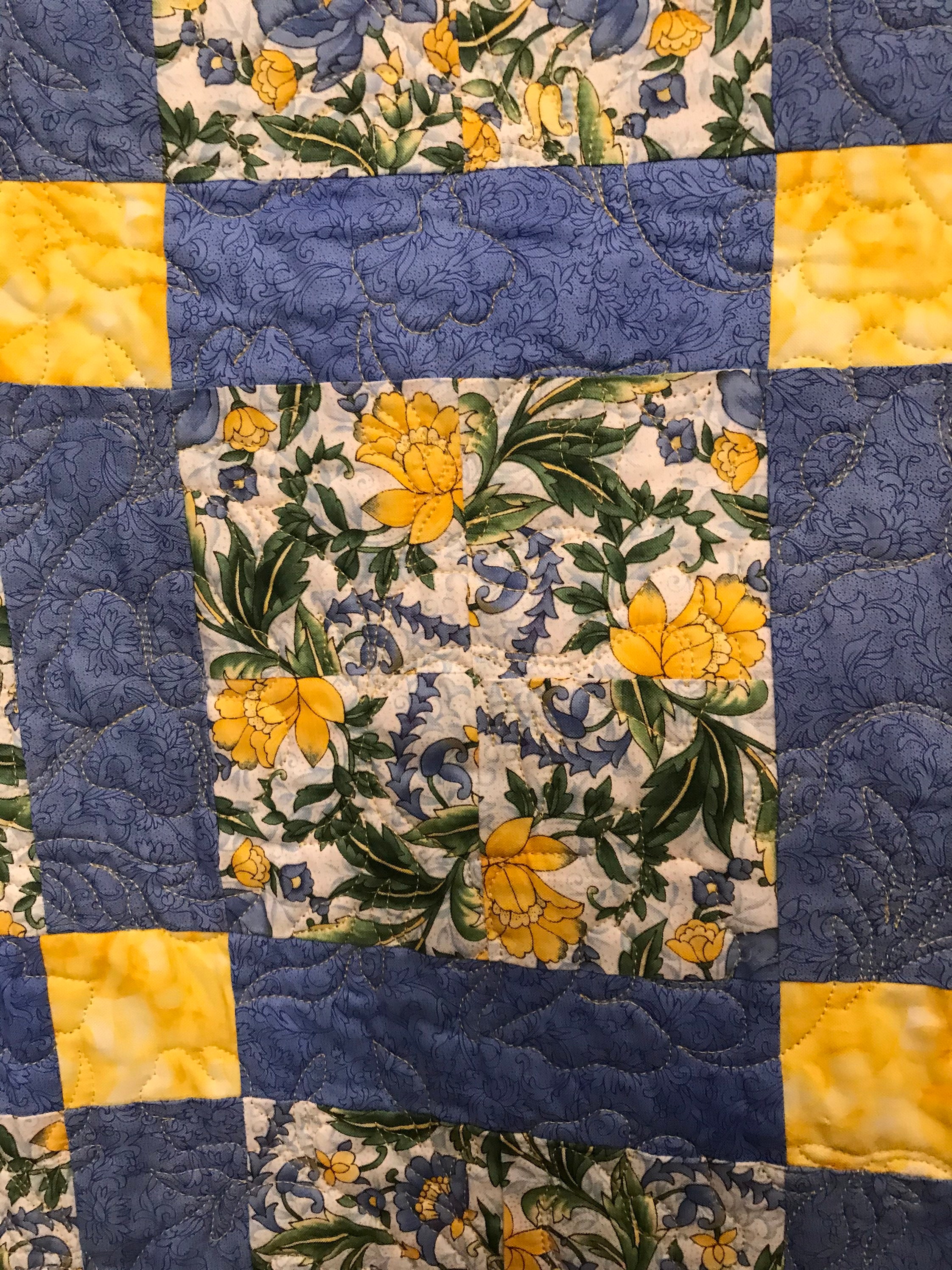 Blue and Yellow Quilt - Etsy