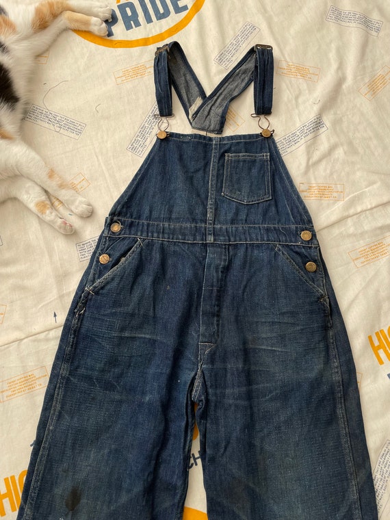 1920s Little Safety Block Denim Overalls - Gem