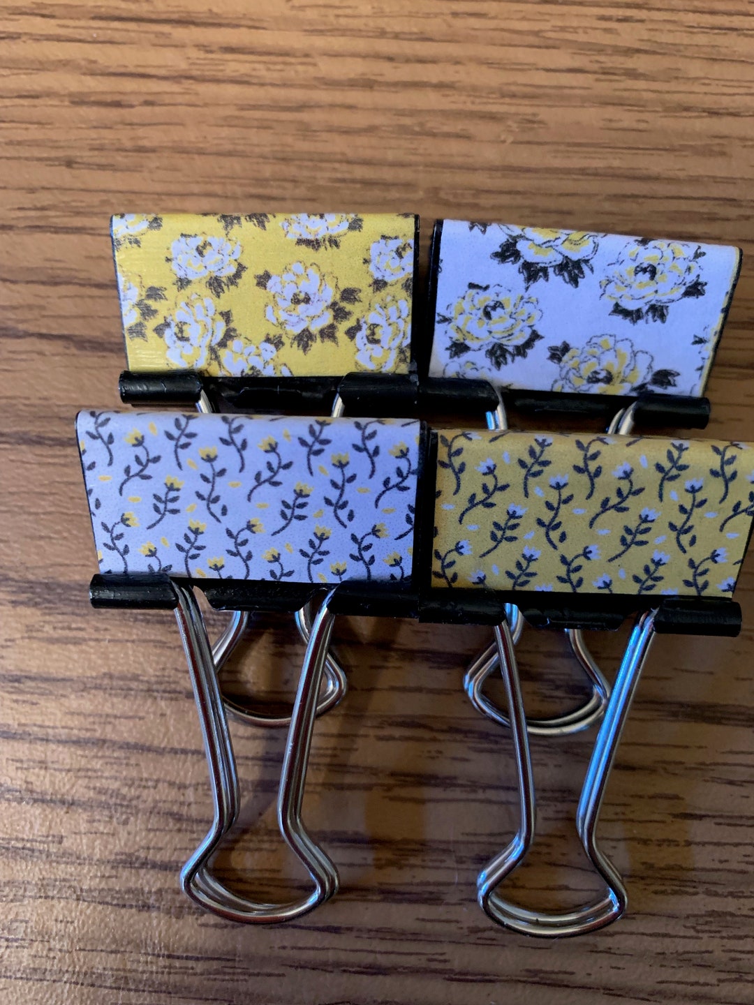 Yellow & White Floral - Medium Binder Clips - 2.25 per Clip - Etsy