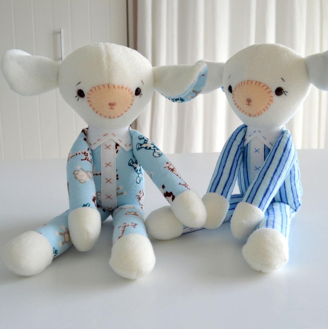 Snuggly Lamb Plush Toy Sewing Pattern: Fleece Doll With Pjs (PDF ...