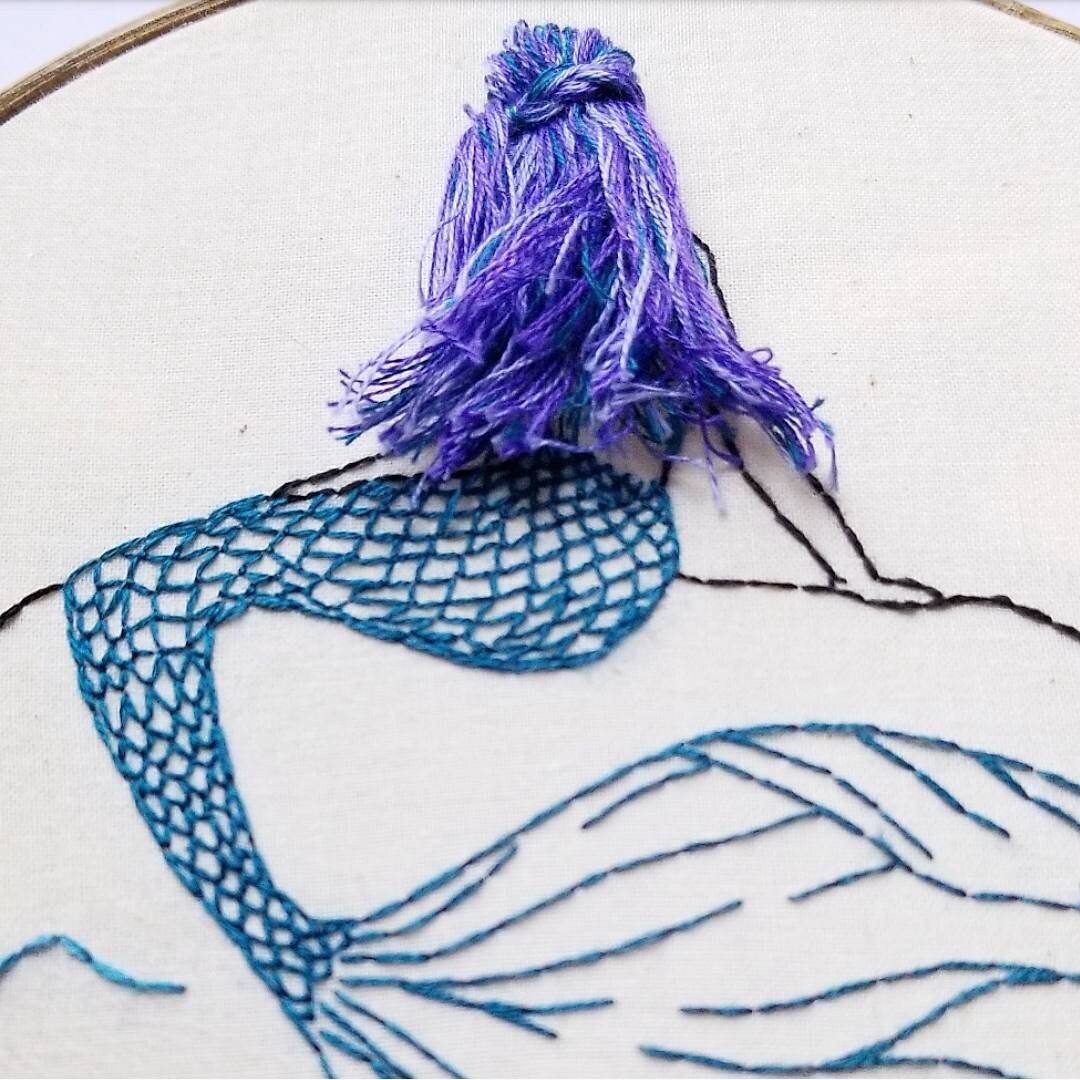 Mermaid 7" Hand Embroidered Hoop - Beach Ocean Decor - Mermaid Siren ...