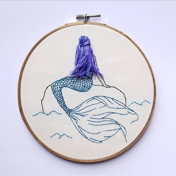 Mermaid 7 Hand Embroidered Hoop Beach Ocean Decor | Etsy
