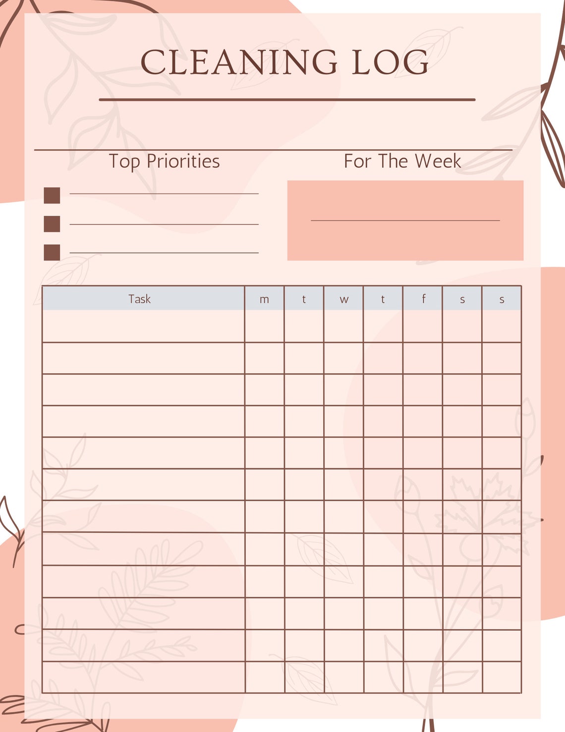 Printable Cleaning Schedule, Instant Canva Download, Organization ...