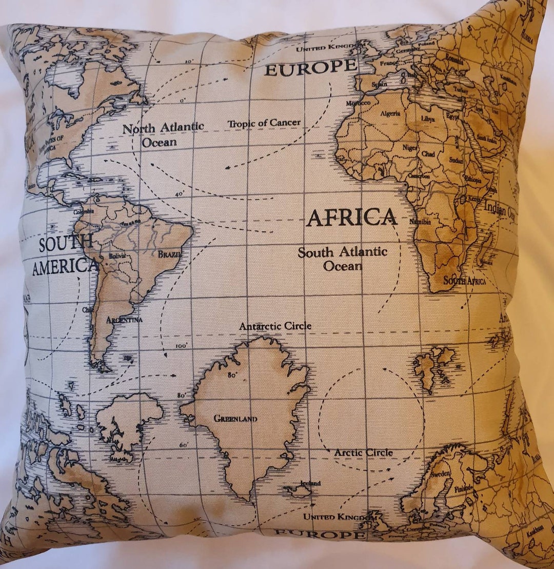 Beige World Map Cushion Cover / Pillow - Etsy UK