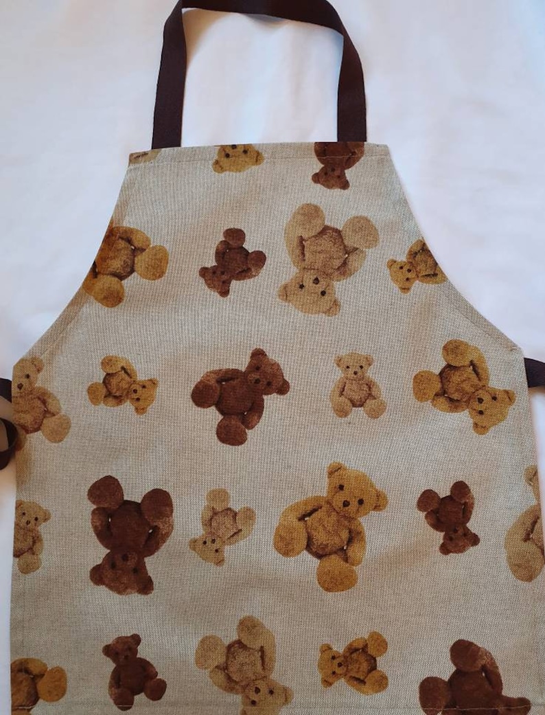 Teddy Bear Linen Toddler Apron: Handmade Child's Pinny - Etsy