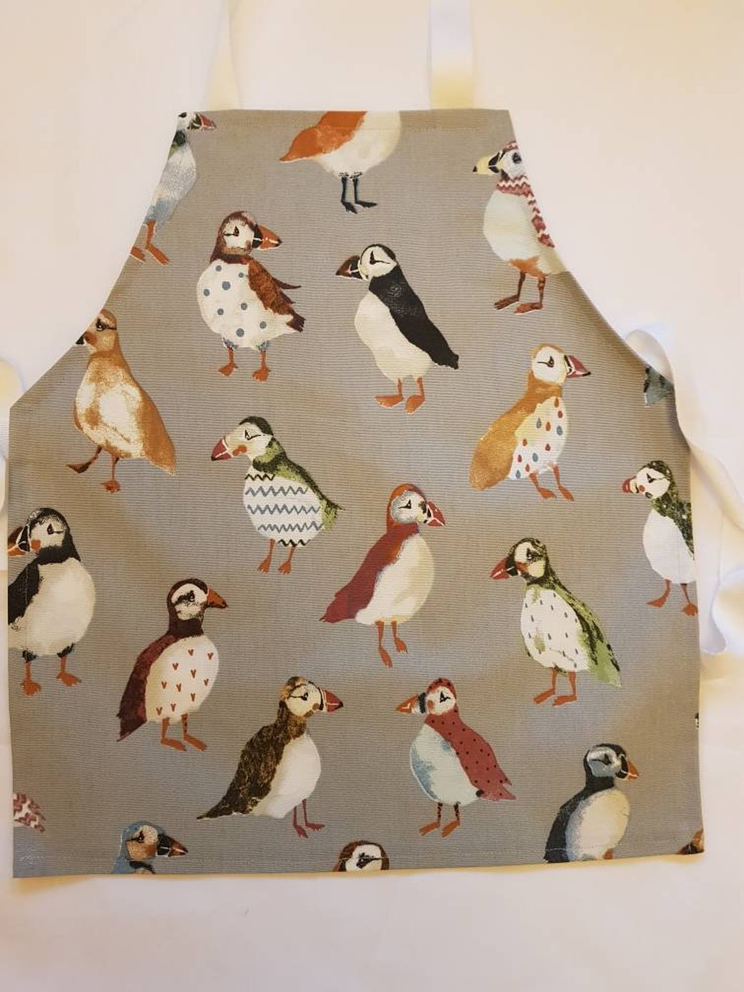 Grey Puffin Toddler Apron: Handmade Cotton Pinny - Etsy