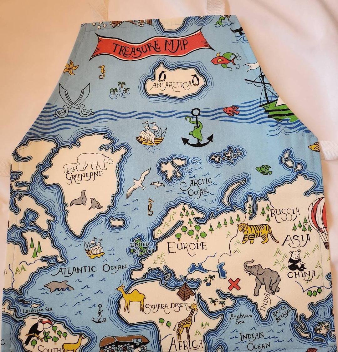 Animal Treasure Map Children's Apron / Pinny / Toddler Apron/ Overall ...