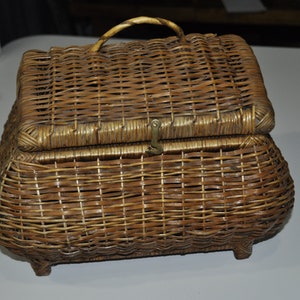 Vintage Wicker Sewing Basket - Etsy