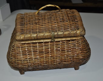 Vintage Chinese Sewing Basket With Glass Bangle Beads and - Etsy