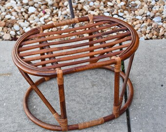 Cane Foot Rest Stool MCM Furniture Boho Home Decor Texted Foot Rest ...
