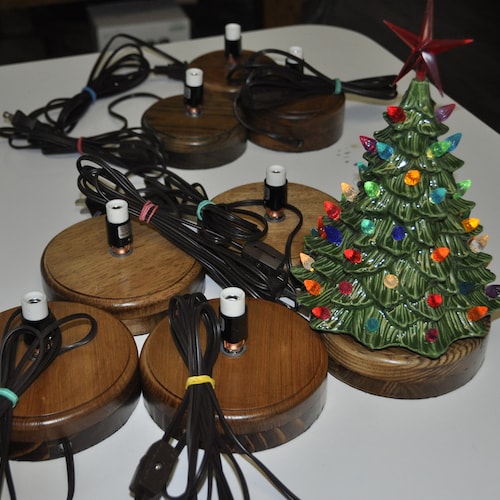 Wood Ceramic Christmas Tree Base With Light - Etsy