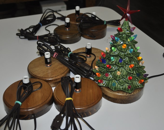 Wood Ceramic Christmas Tree Base With Light - Etsy