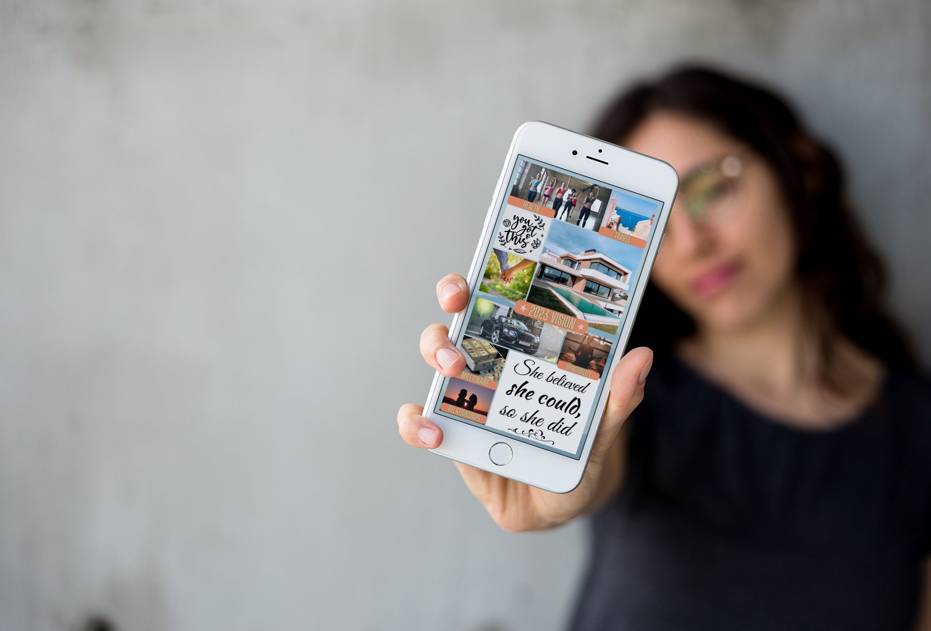 Vision Board Template for Cell Phone, Manifest Happiness, Positive ...