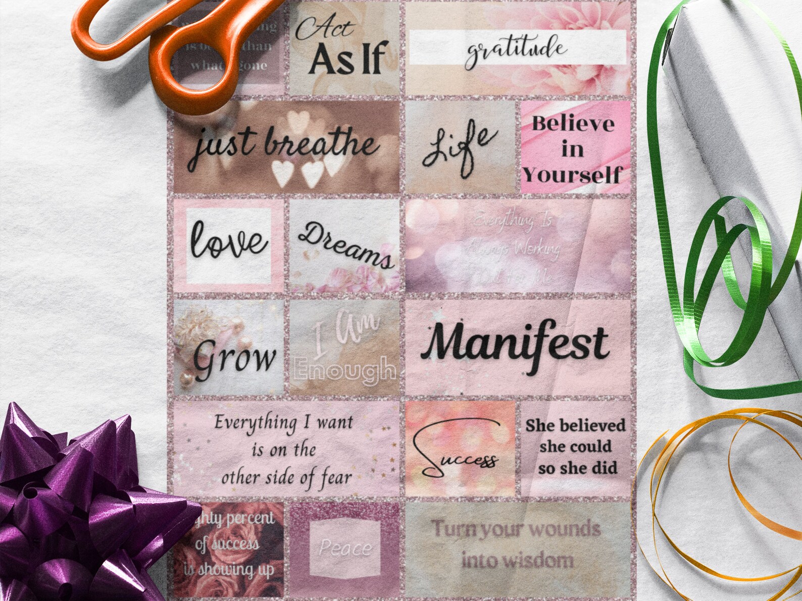 Vision Board Printable Affirmations Daily Affirmations Wall Collage Kit ...