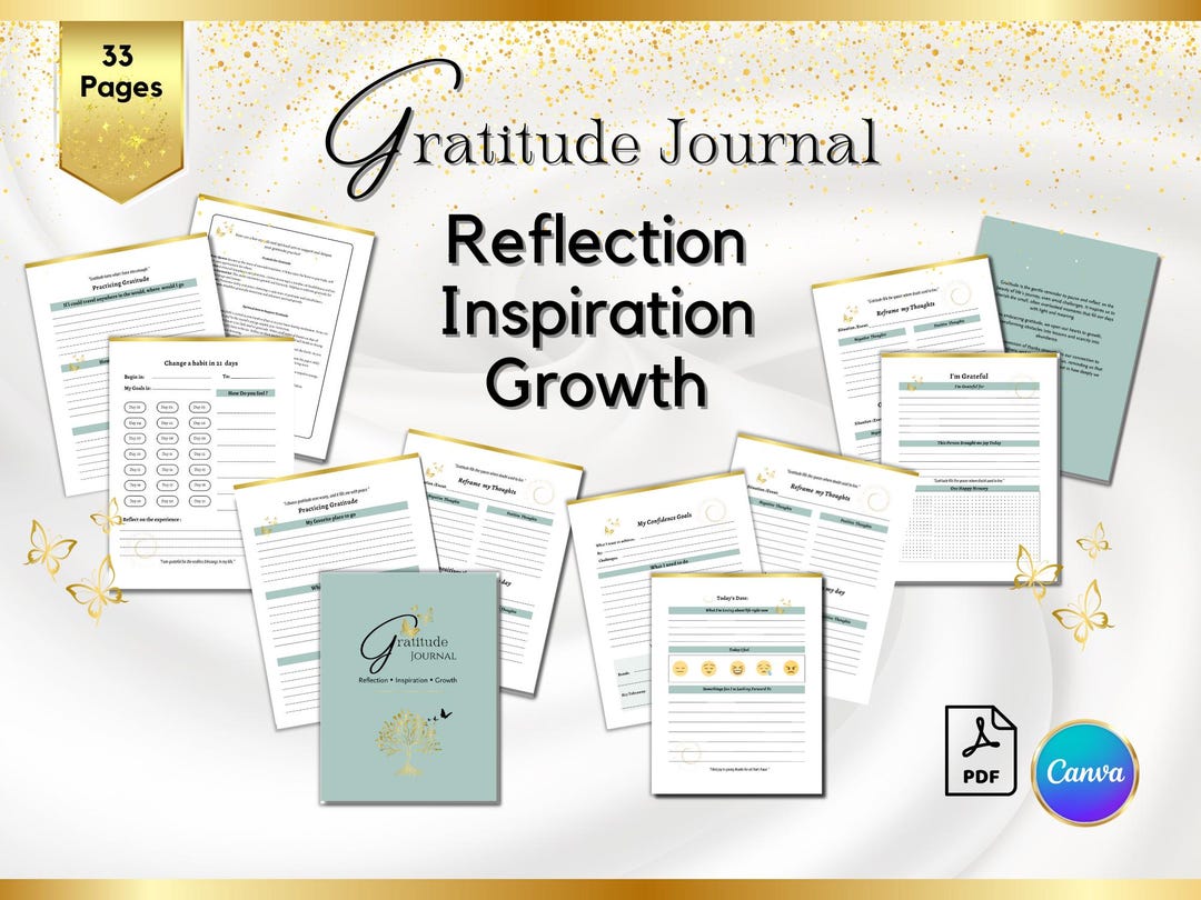 Gratitude Journal PRINTABLE PDF Journal Prompts Daily Gratitude ...