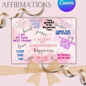 Self Love Affirmation Template | Well Being | Mental Health | Printable ...