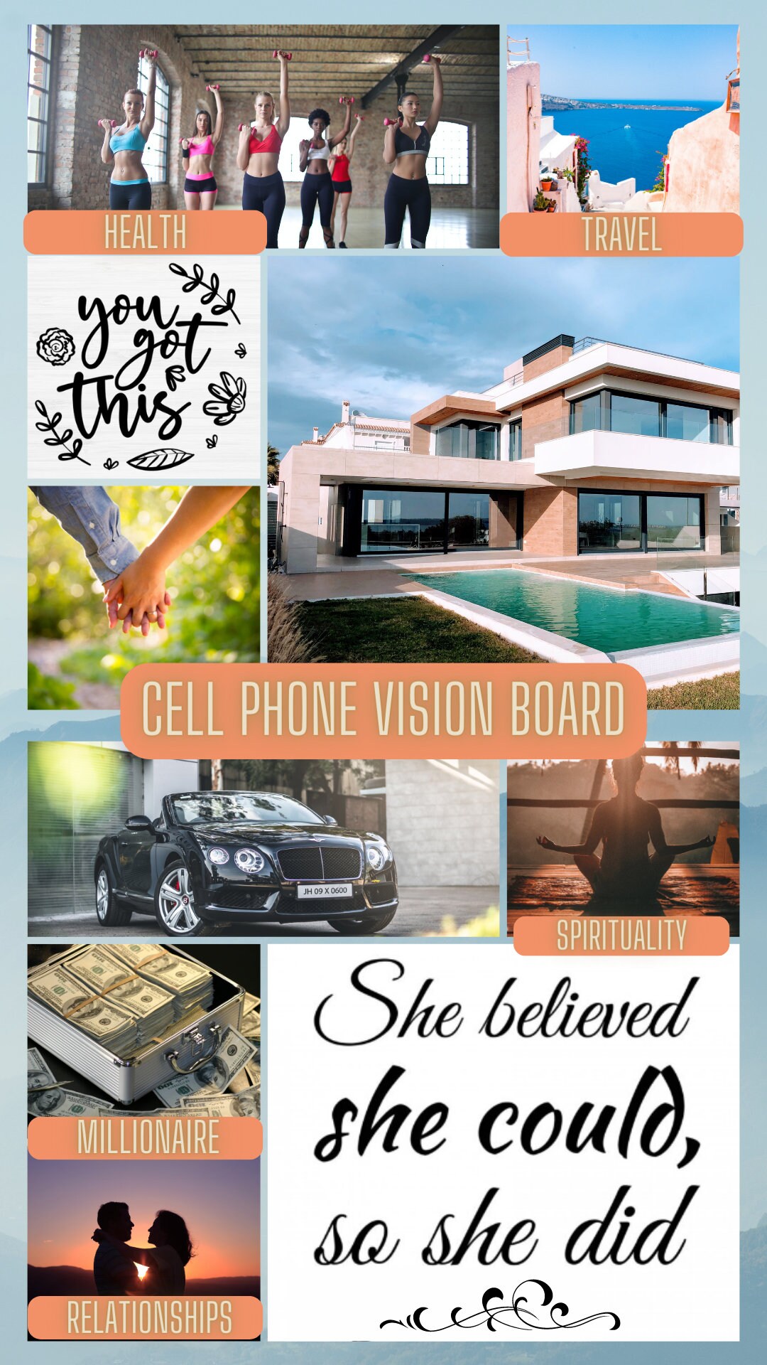 Vision Board Template for Cell Phone, Manifest Happiness, Positive ...