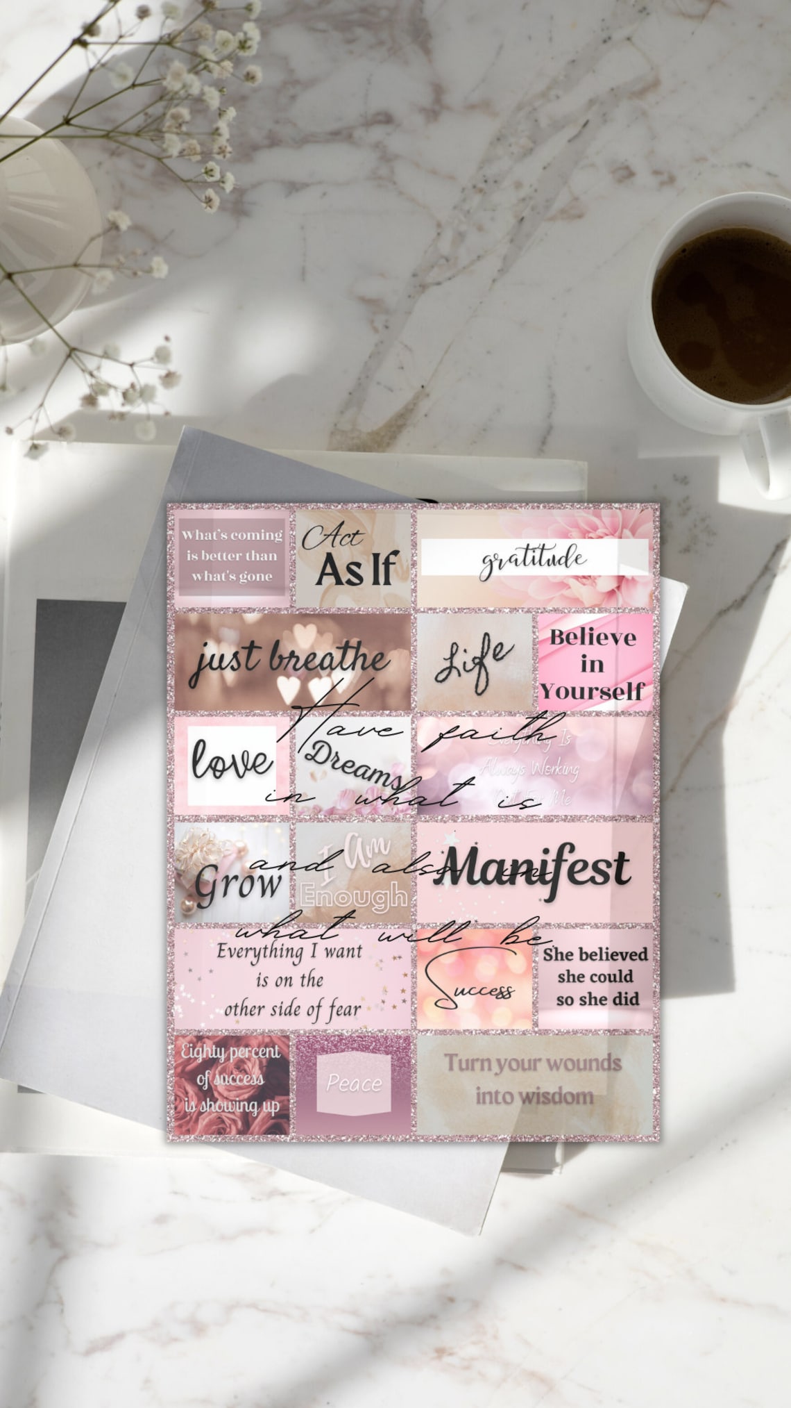 Vision Board Printable Affirmations Daily Affirmations Wall Collage Kit ...