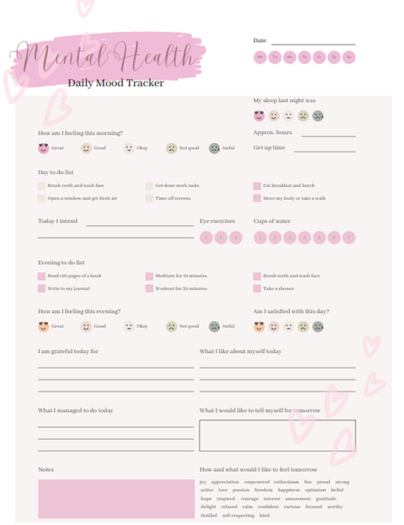 Meditation Tracker, Self Care Bundle, Happiness Tracker, Affirmations ...