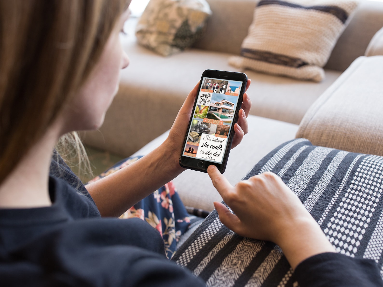 Vision Board Template for Cell Phone, Manifest Happiness, Positive ...