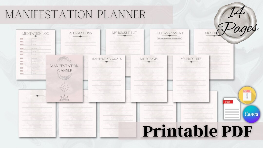 Manifestation Planner, Printable Planner, Manifestation Guide, Law of ...