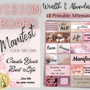Vision Board Printable Affirmations Daily Affirmations Wall Collage Kit ...