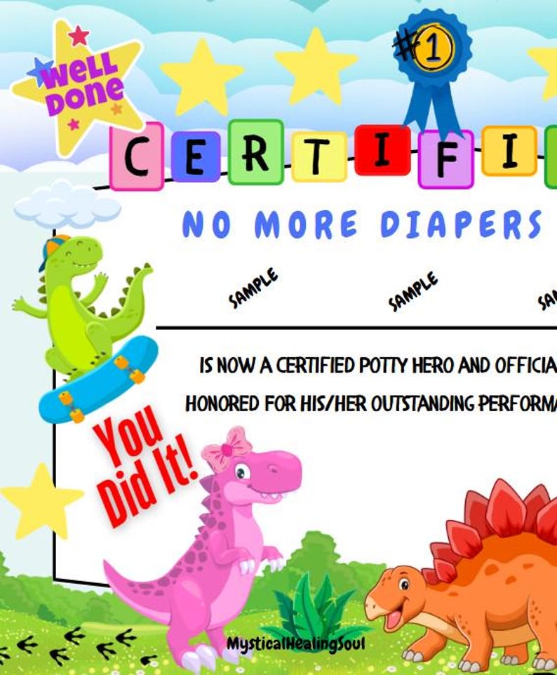 Potty Award |potty Training Certificate | Potty Training Diploma ...