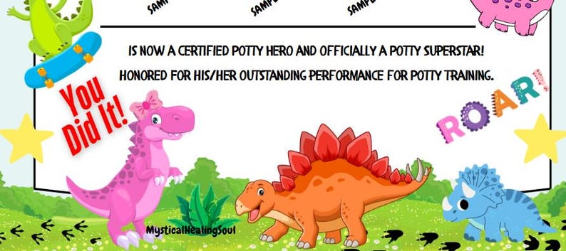 Dinosaur Potty Training Certificate | Toddler Award Reward (digital ...