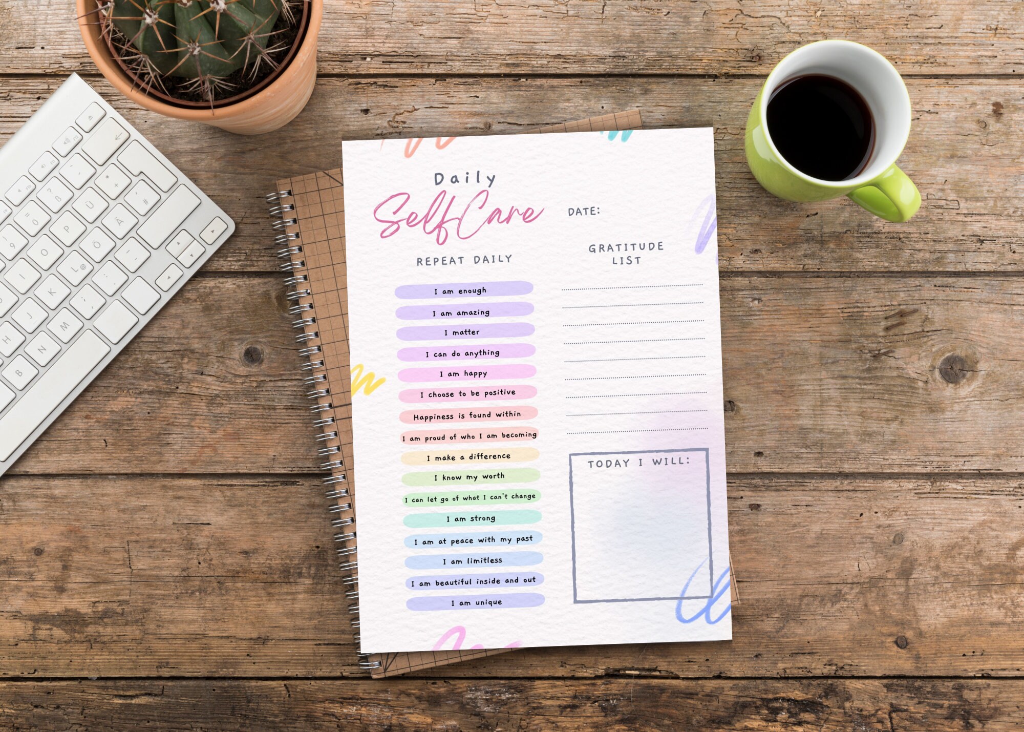 Checklist for Mental Wellness, Daily Affirmations, Daily Well-being ...