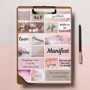 Vision Board Affirmations Kit, Manifest Dreams (printable PDF) - Etsy