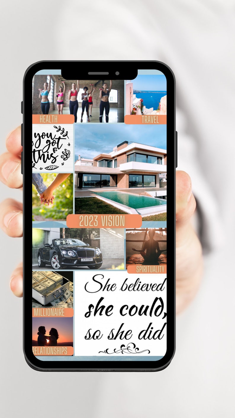 Vision Board Template for Cell Phone, Manifest Happiness, Positive ...