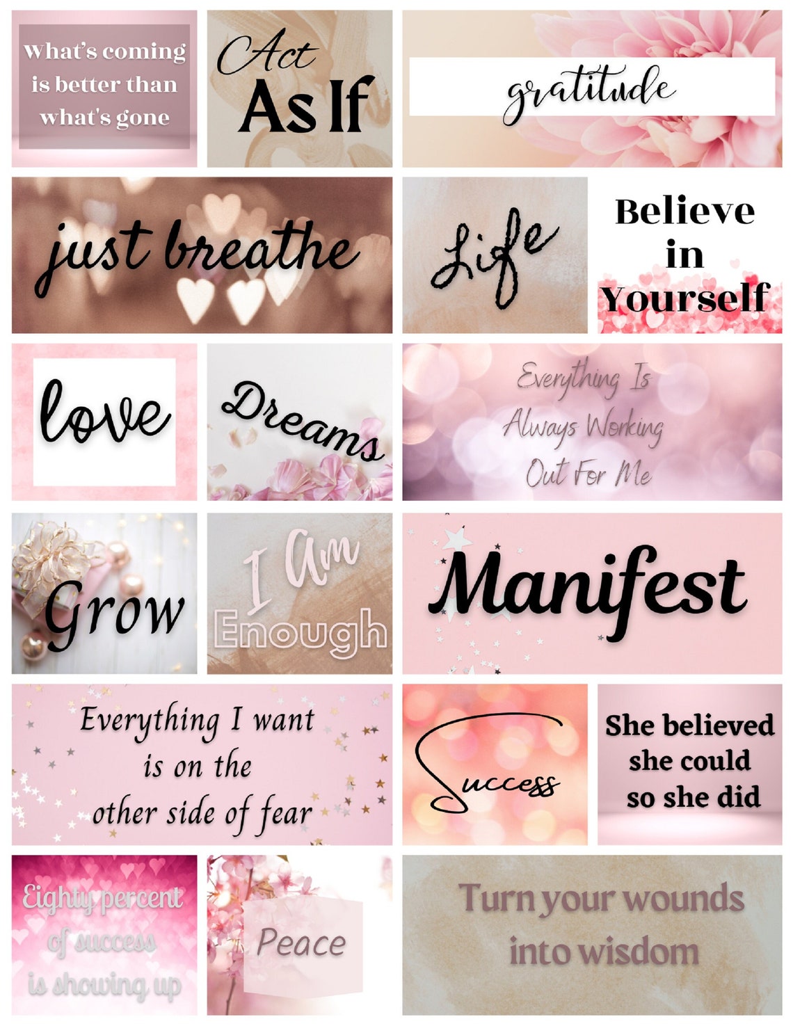 Vision Board Printable Affirmations Daily Affirmations Wall Collage Kit ...