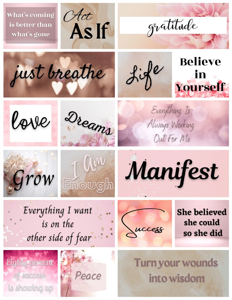 Vision Board Printable Affirmations Daily Affirmations Wall Collage Kit ...